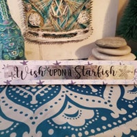 unknown | Wall Decor | Sign Wood Metal Wish Upon A Starfish Beach Sea ...